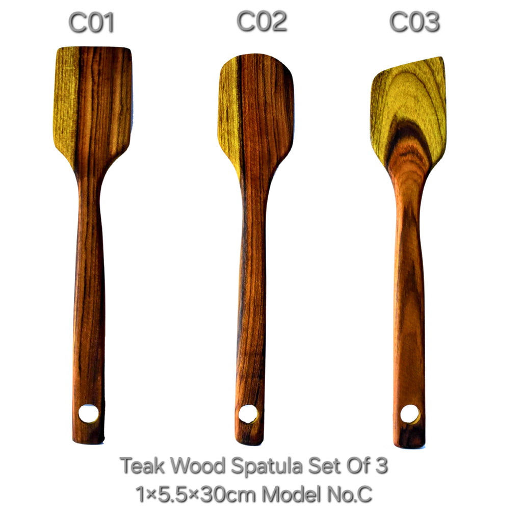 SHRUSHTI furniture Teak Wood_ spatula Set of 3 piece handcrafted by ...