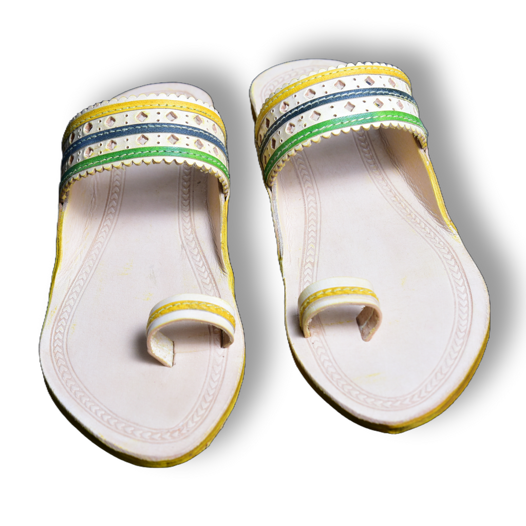 KOLHAPURI CHAPPAL, Kolhapuri Tin Majgi Patta Ladies Leather Footwear,