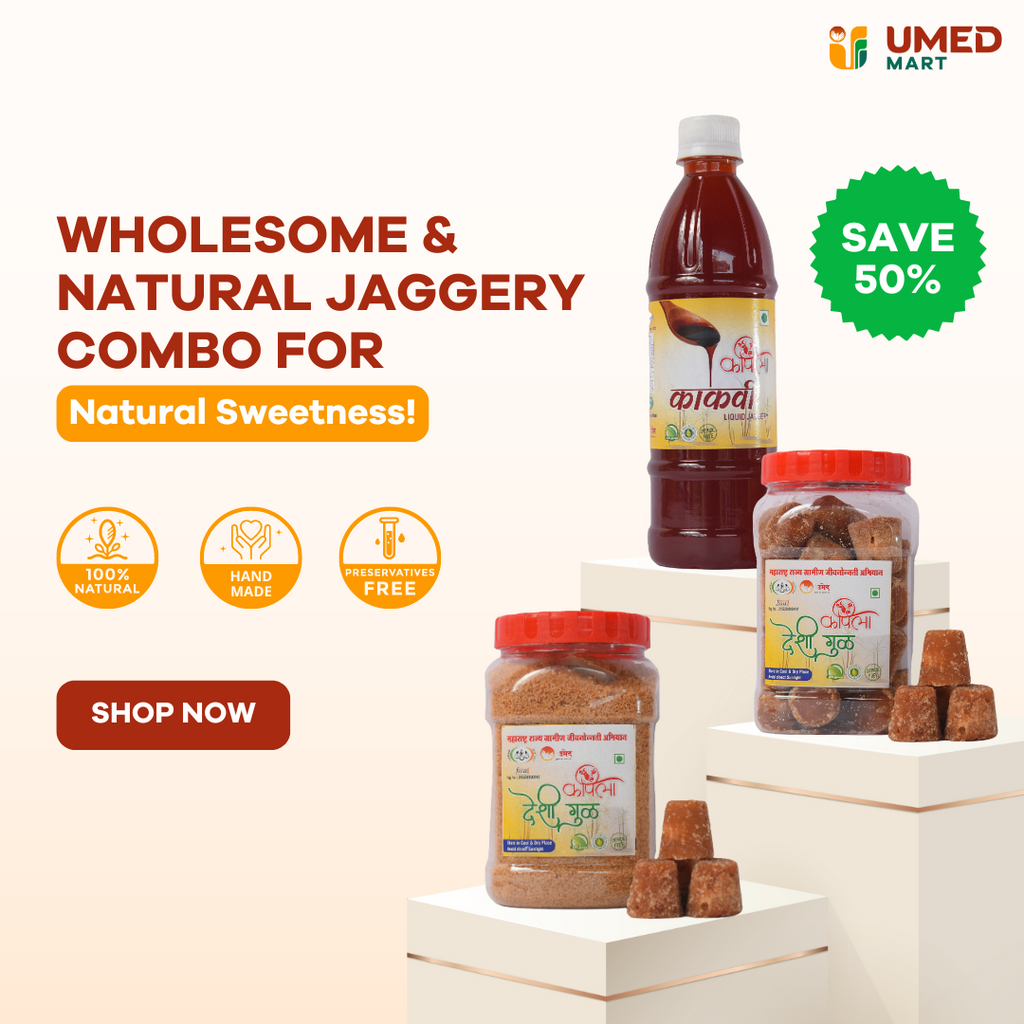 KAPILA Pure Deshi Gul Combo Pack (Jaggery Cubes 450gm + Jaggery Powder