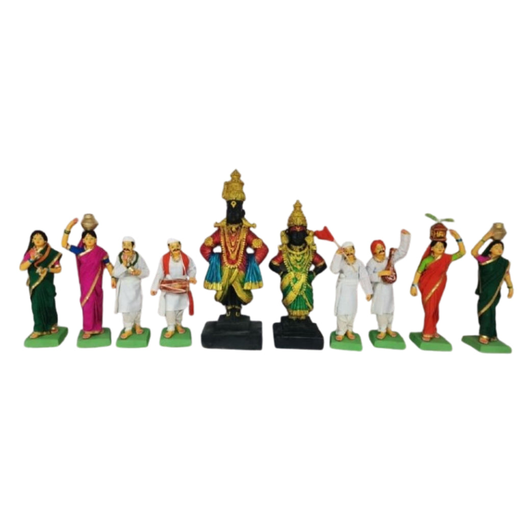 EARTHEN VITTHAL RUKHMAI WITH WARKARI Handcrafted Devotional Clay Idol ...