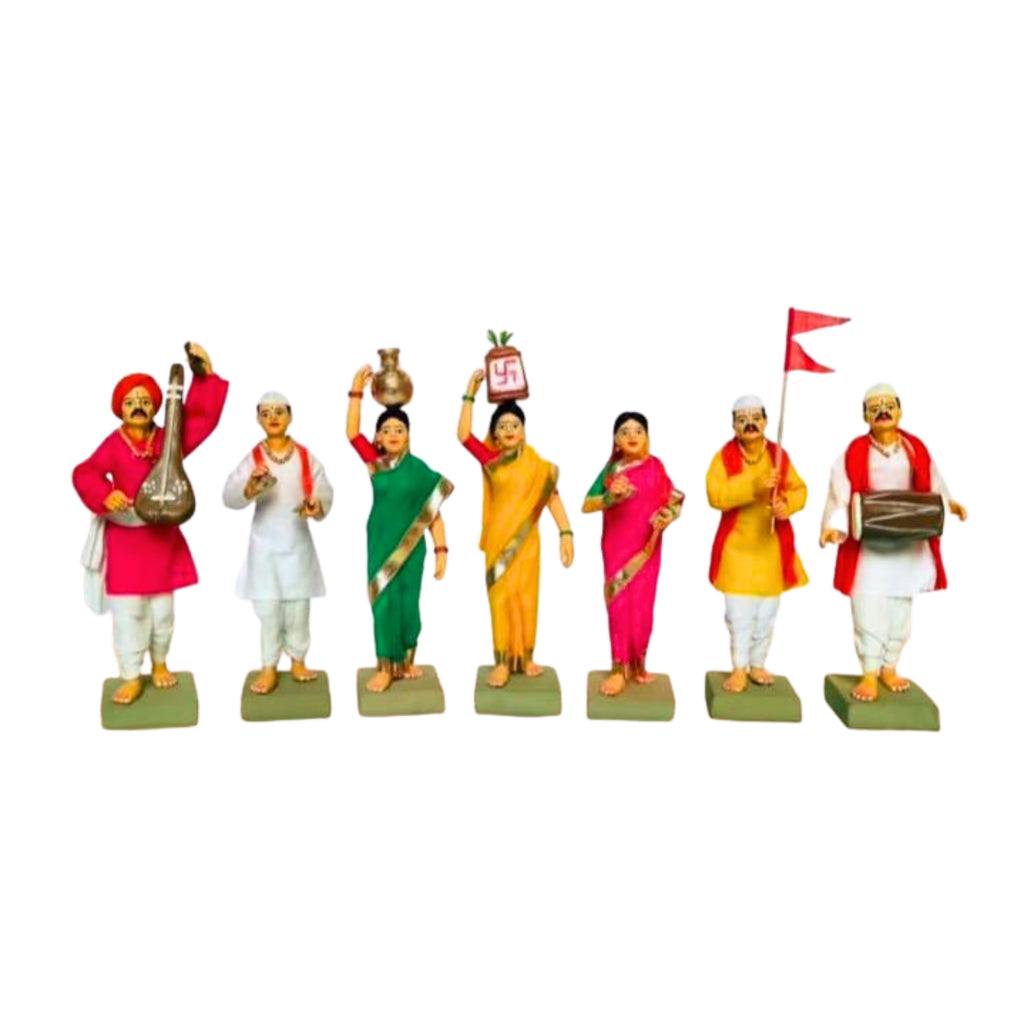SADARAM Handmade Earthen Warkari Mandal Set of 7 Clay Idols Devotional ...