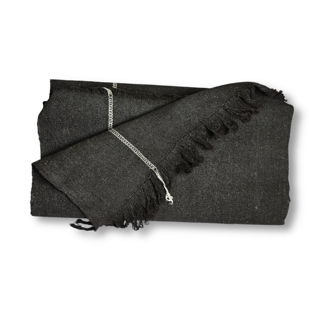 AHILYADEVI SHG Black Shawl, Made By Natural Sheep Wool, Traditional It